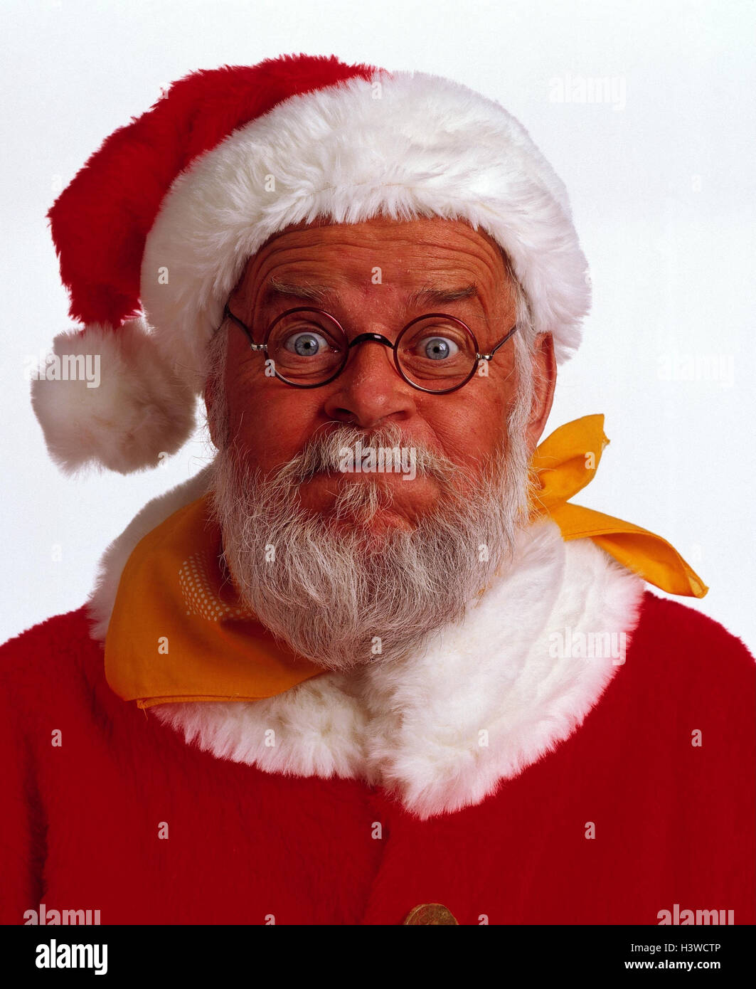 Santa Claus, facial play, chubby cheeks, portrait, studio, cut out ...