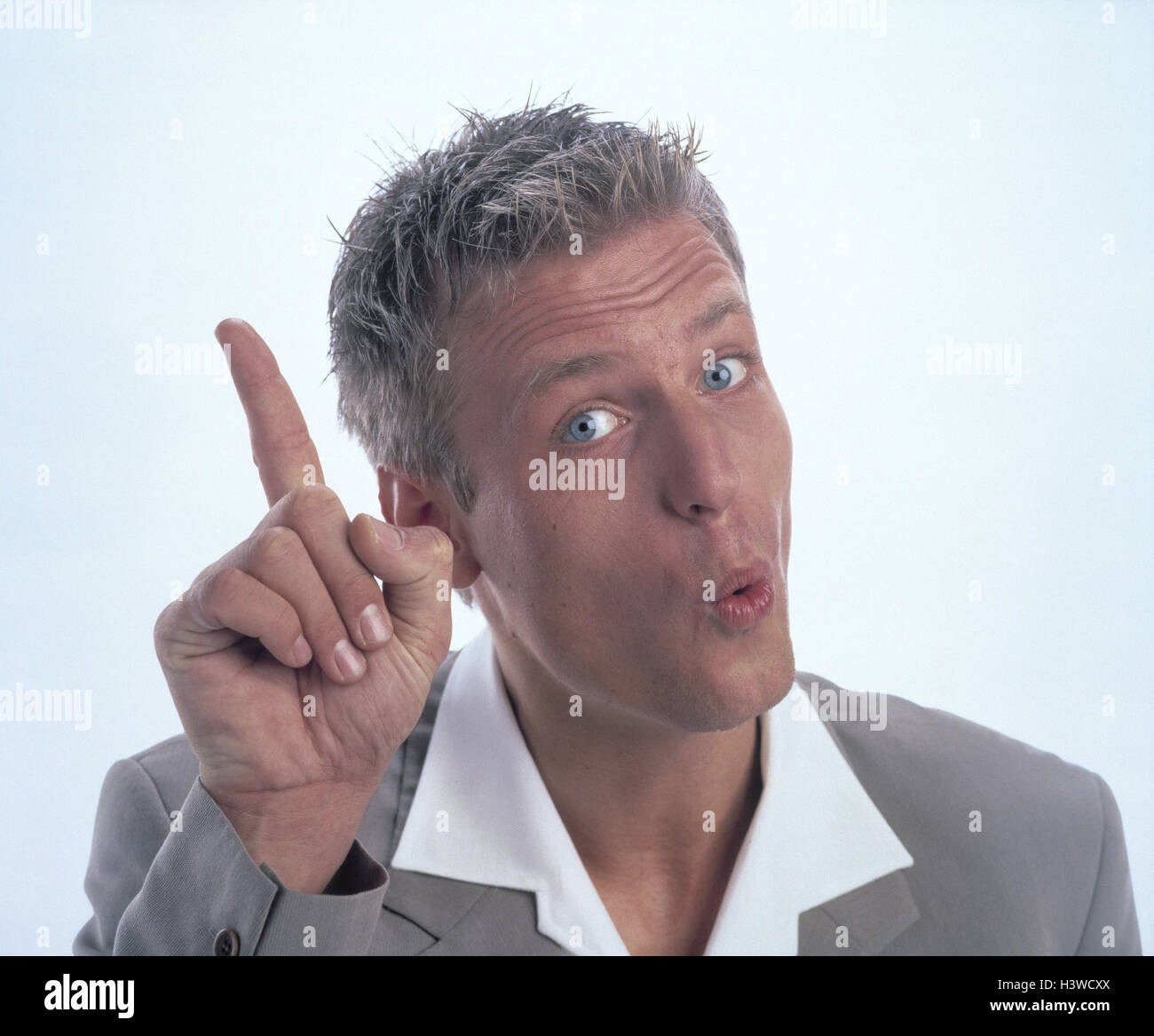 Man, young, gesture, admonish, criticism, portrait, Men, studio, cut ...