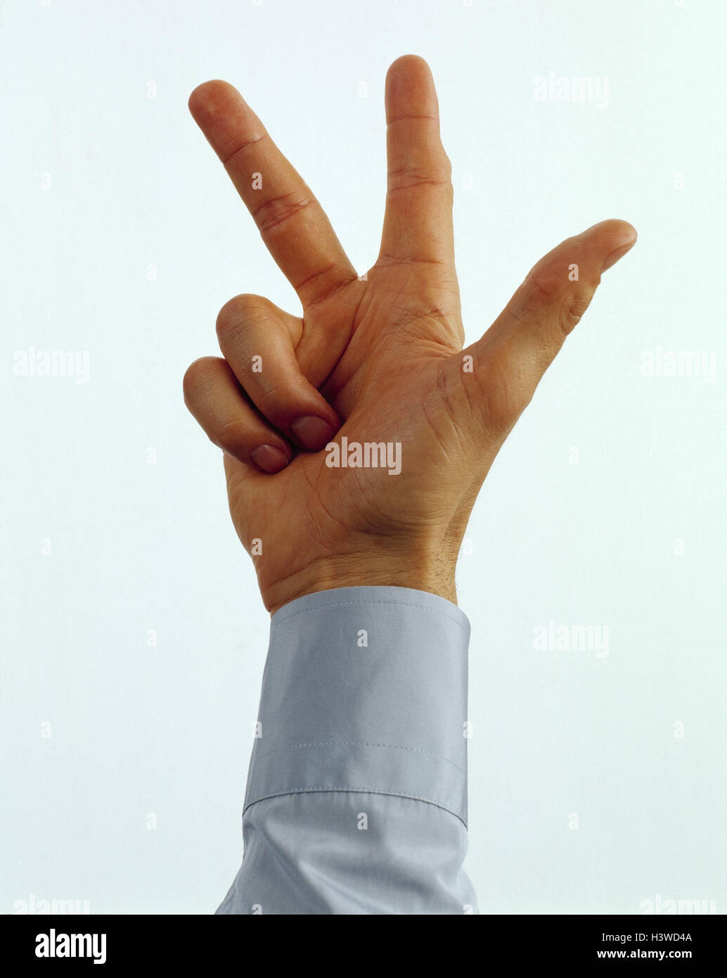 Man, hand, gesture, indication quantity, three, cut out, man's hand ...