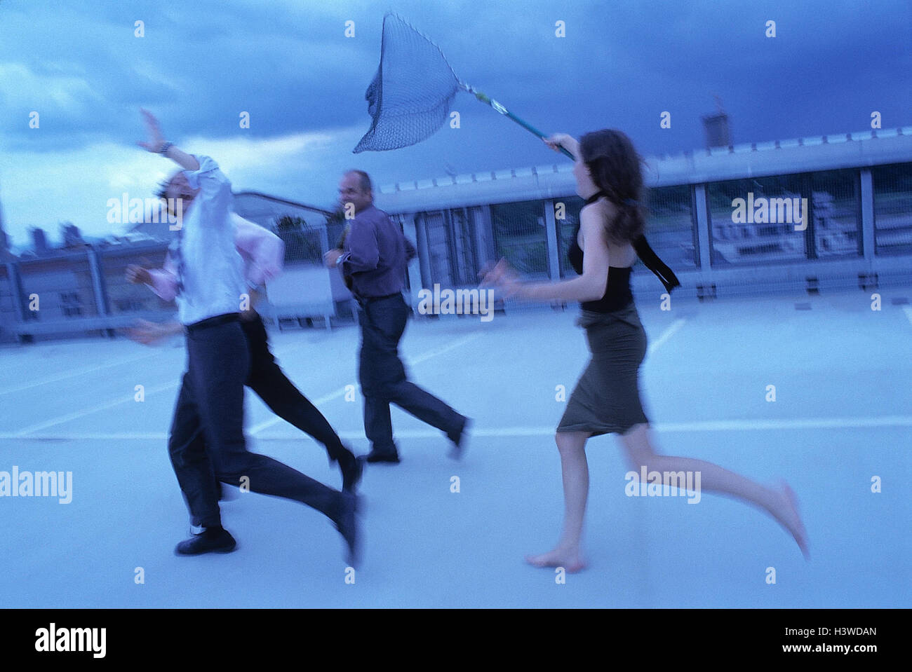 Woman, men, Kescher, trap, blur single, man's catch, customer's catch ...