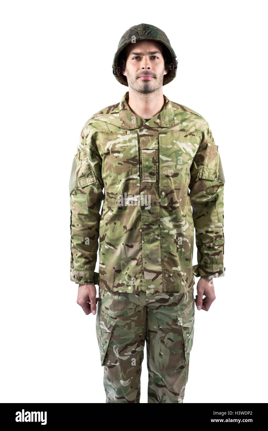 Portrait of confident soldier standing Stock Photo - Alamy