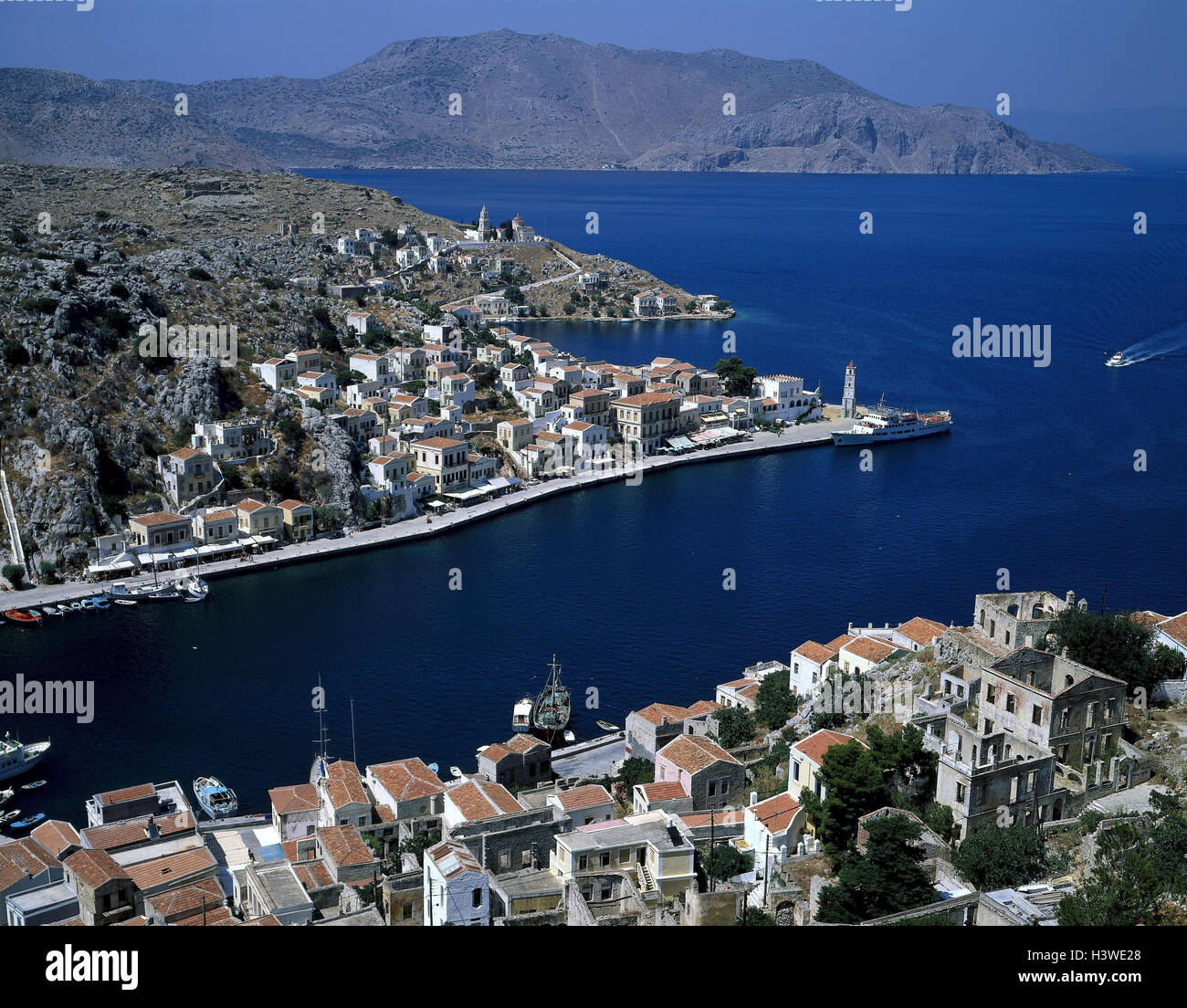 Greece, Simi, Simi town, town view, Dodekanes, town, island capital ...
