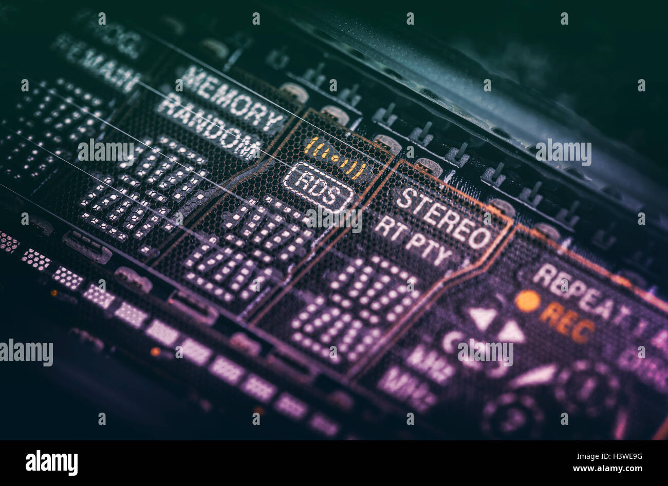 Old media player vacuum display, control knob Stock Photo - Alamy