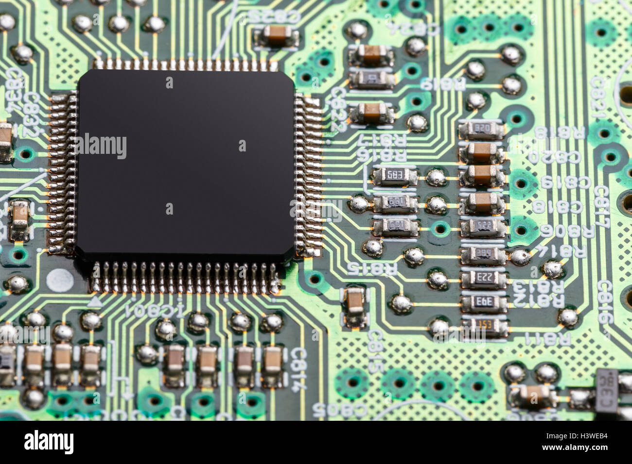 Concept of technology and future, microchip interconnected Stock Photo ...