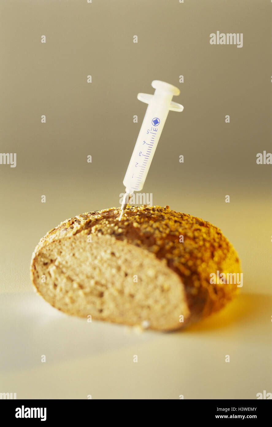 Loaf bread, syringe, genetic-manipulated, food, eat, ground food, bread ...