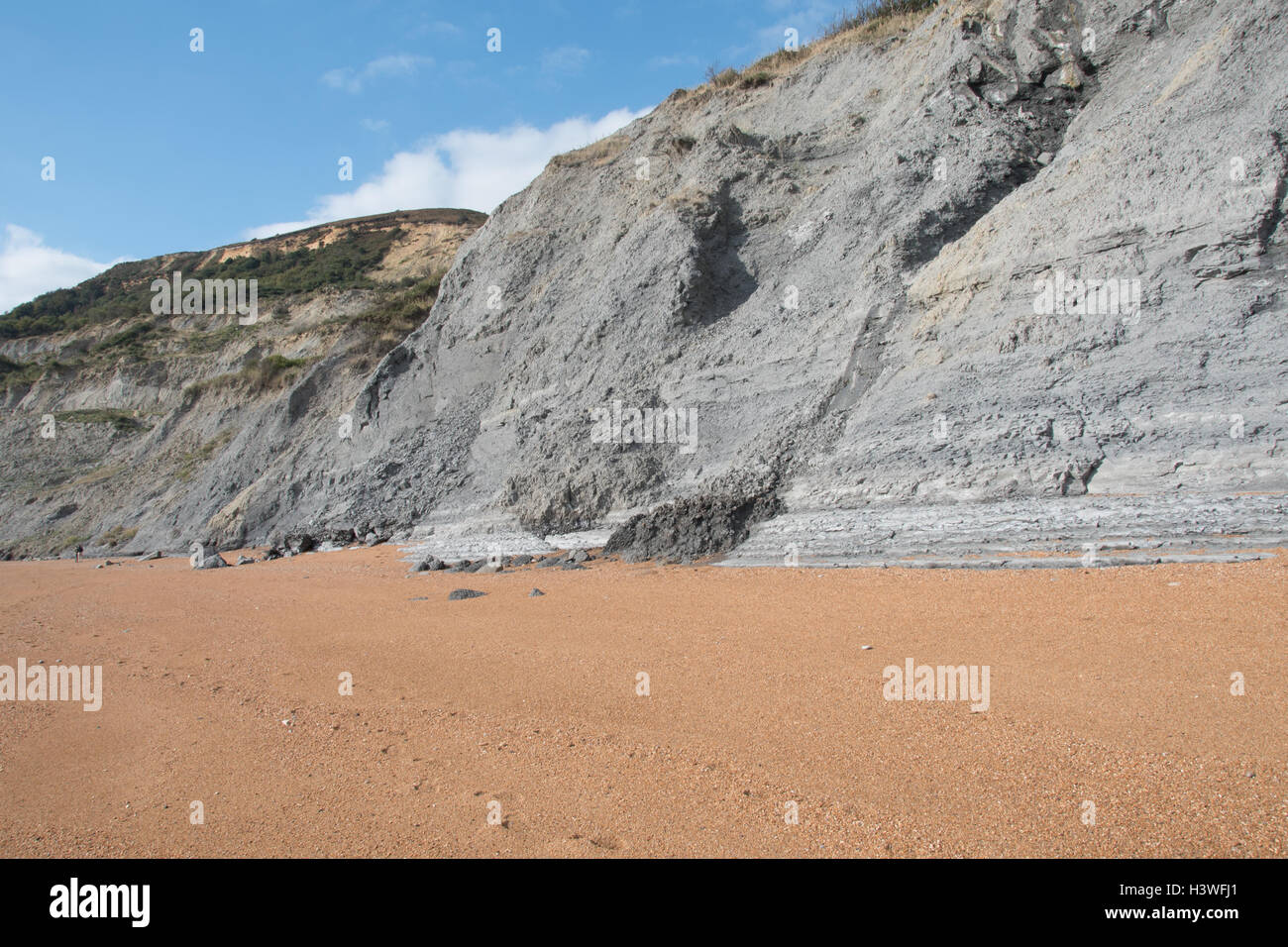 The cliffs and beach at Charmouth, West Dorset, the the Jurassic coast ...