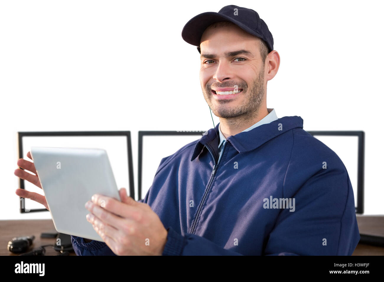 Cheerful security guard hi-res stock photography and images - Alamy