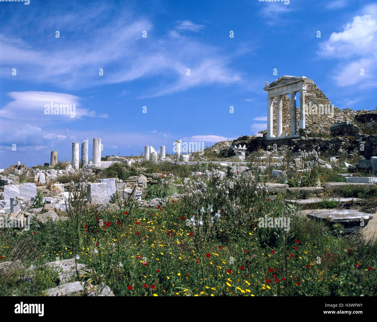 Greece, Delos, holy area, temple, Europe, the Cyclades, Cyclades island ...
