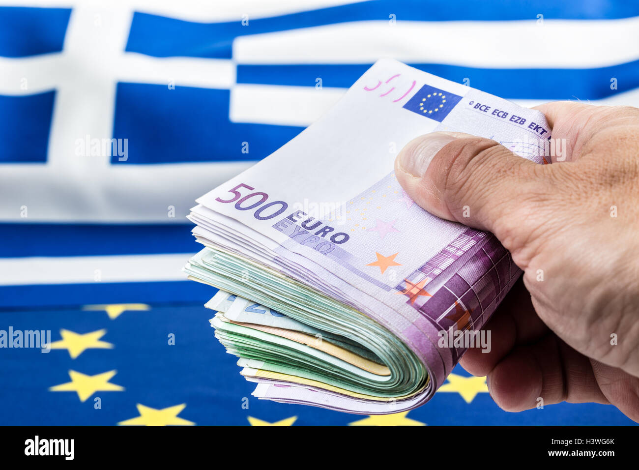 Greek euro coin one and eu flag hi-res stock photography and images - Alamy