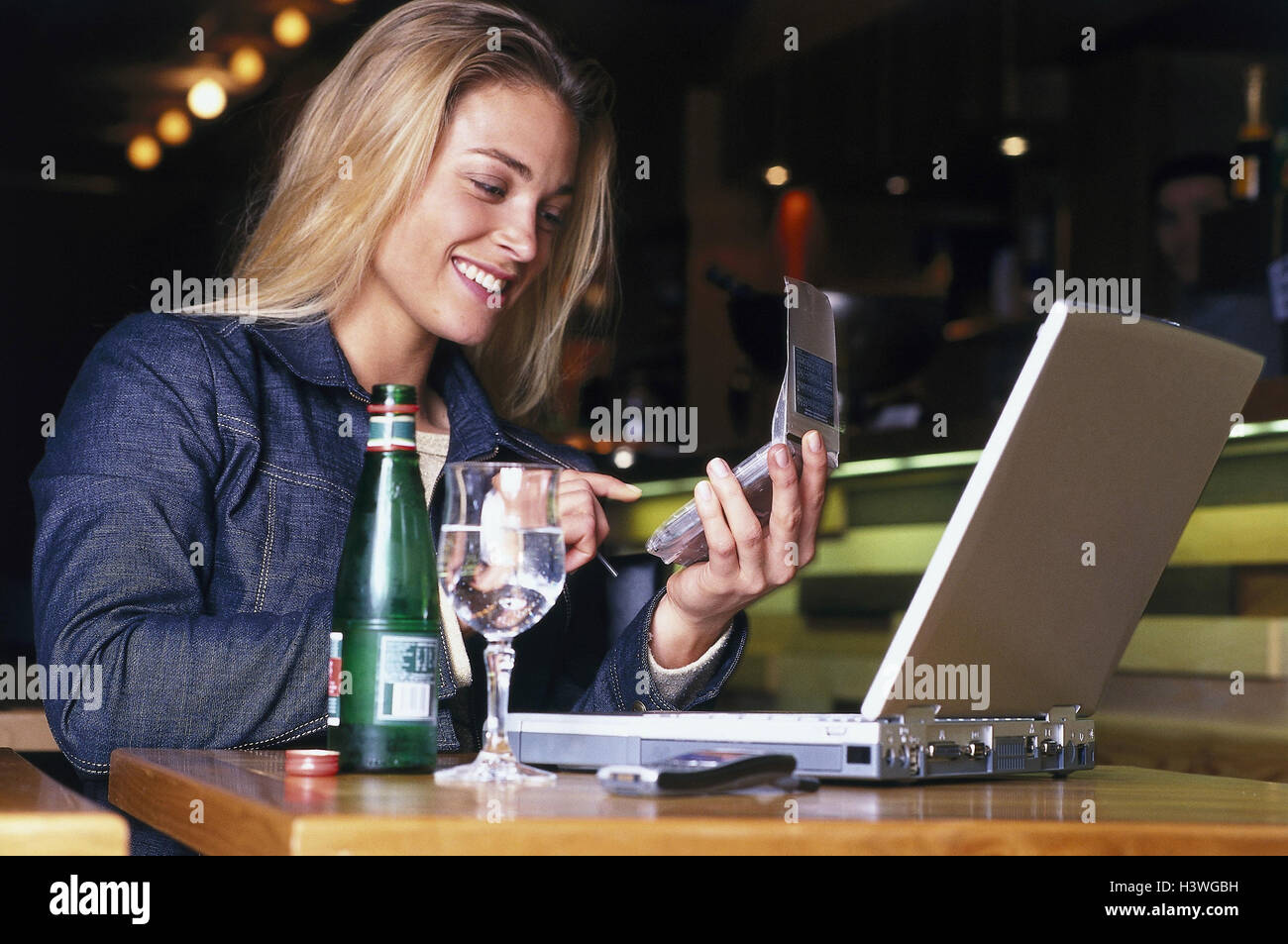 Cafe, woman, laptop, Organizer, input, lifestyle, inside, bar, young ...