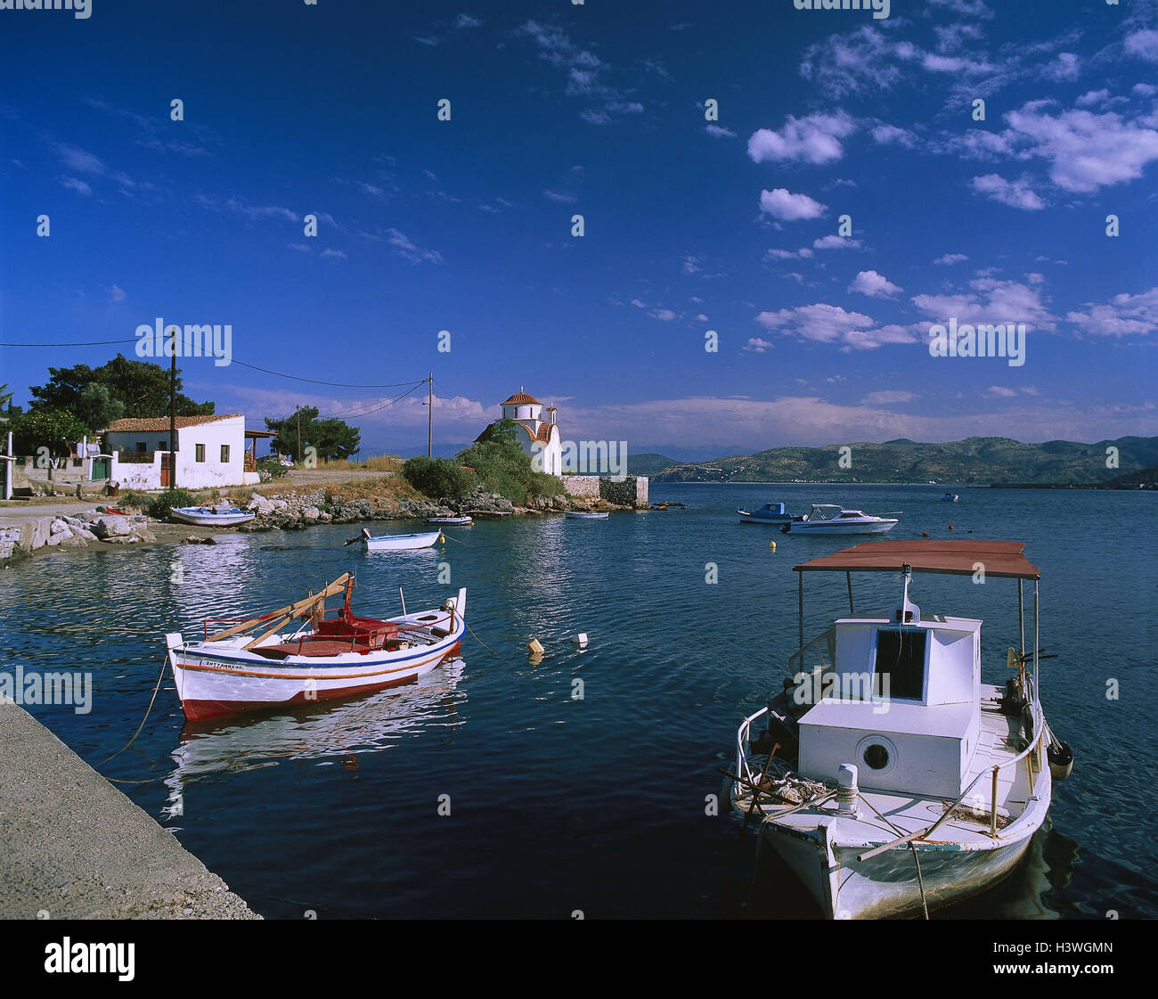 Greece, the Peloponnesus, Gythion, harbour, boots, peninsula, place ...
