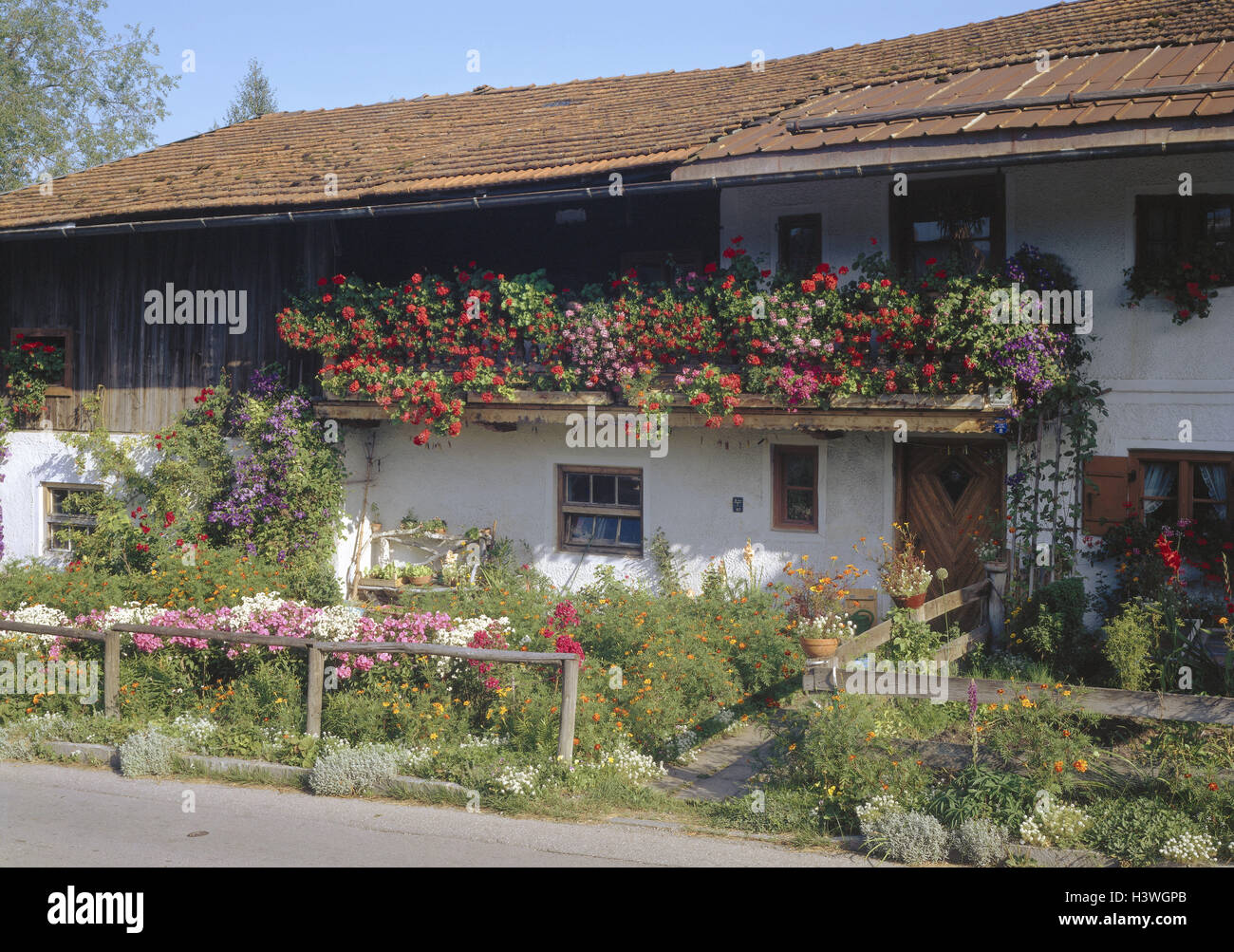 Germany, Upper Bavaria, farmhouse, floral decoration, Europe, South ...