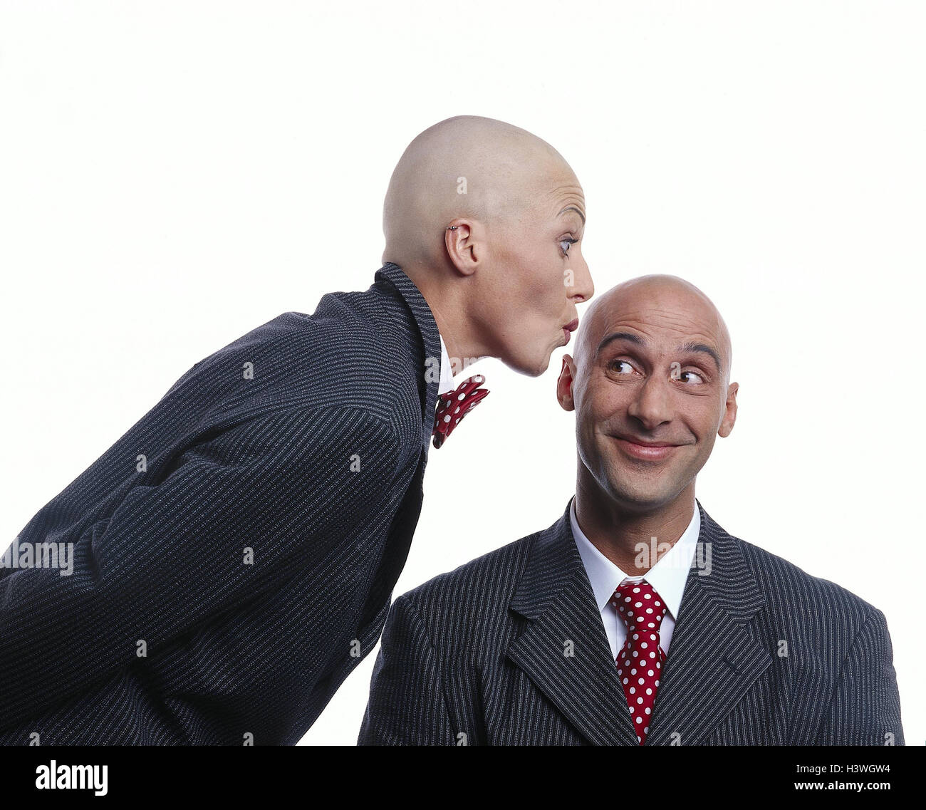 Couple Suit Bald Head Kiss Partners Look Clothes Identically