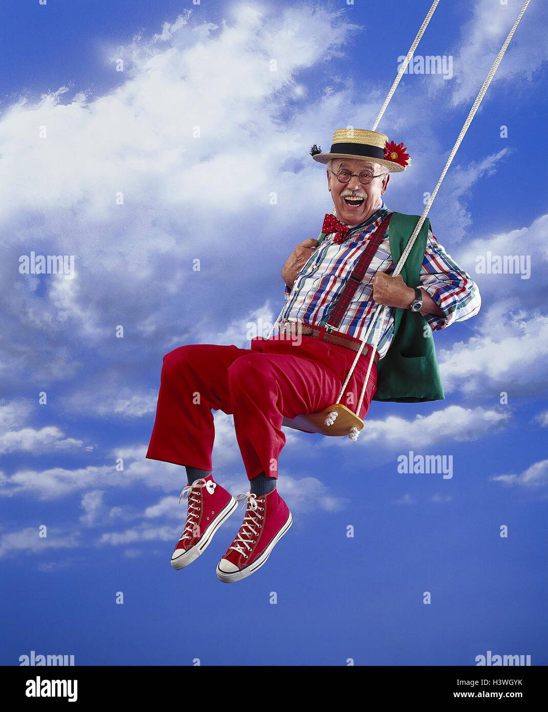 Senior, care, swing, cloudy sky mb 156 A3 Stock Photo - Alamy