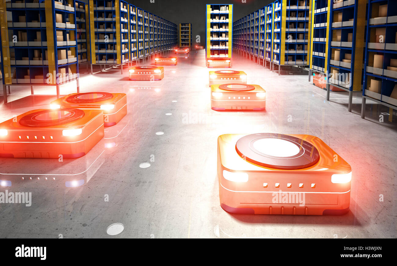 automated modern warehouse 3d image Stock Photo - Alamy
