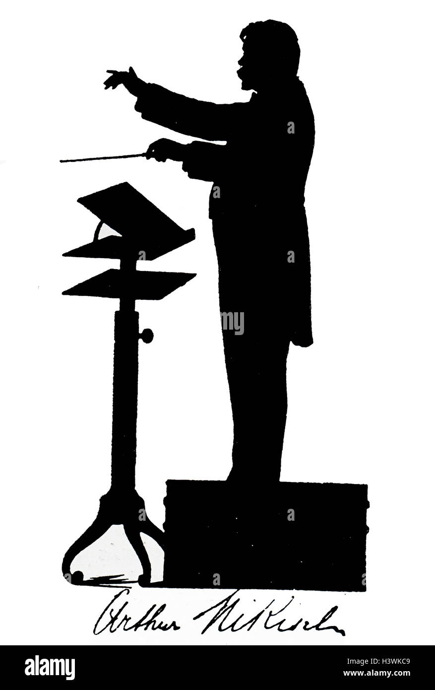 Silhouette of Arthur Nikisch (1855-1922) a Hungarian conductor. Dated ...
