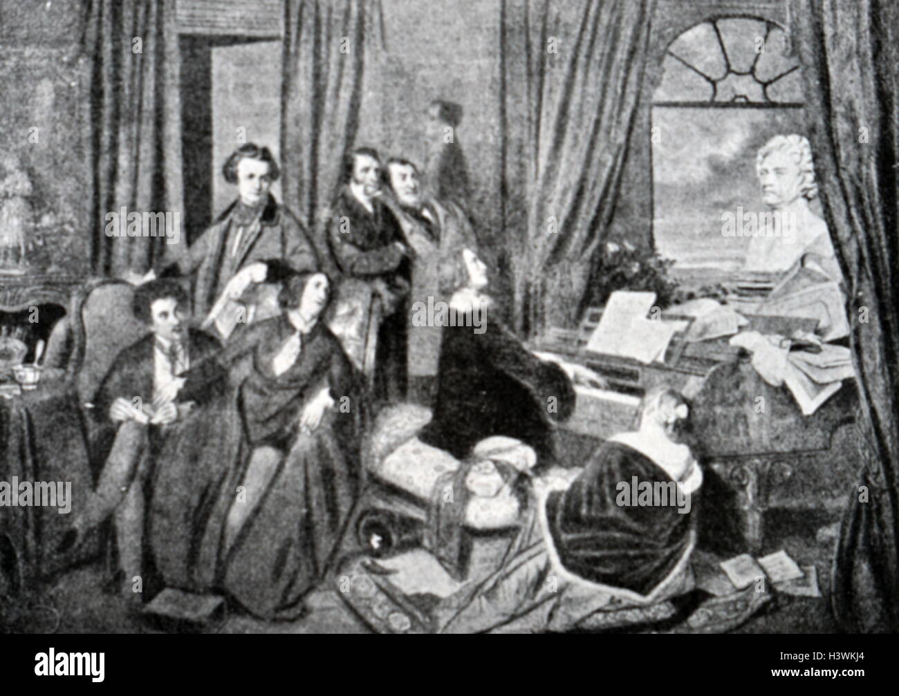 Engraving depicting a classical music performance inside someone's home ...