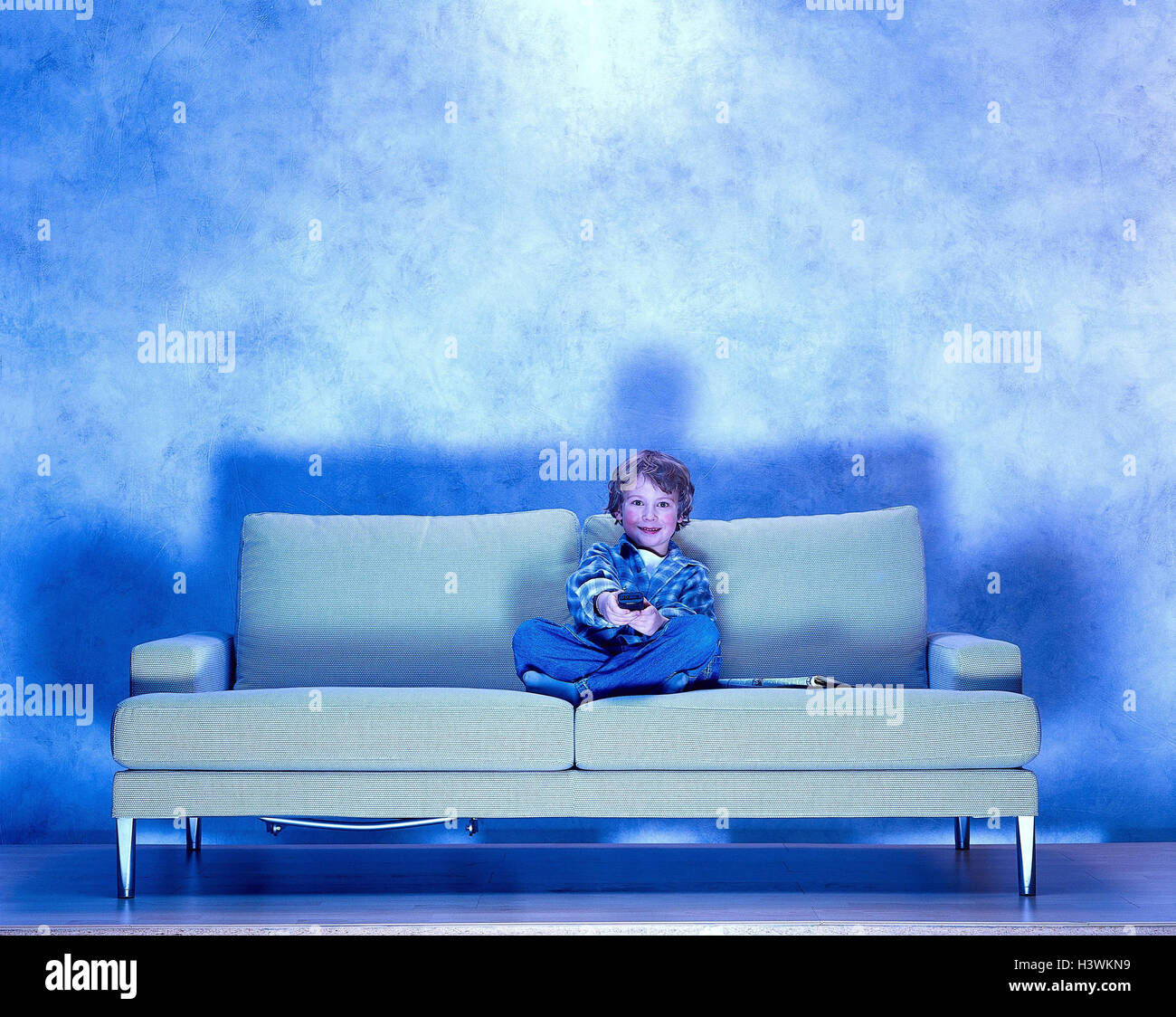 Boy, couch, television, remote control, toggle, Families, child "zap ...