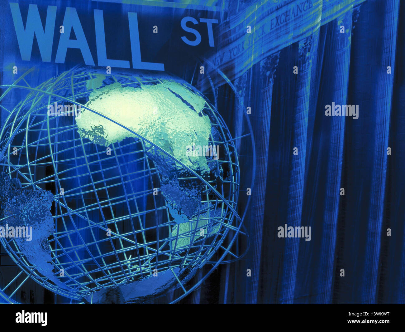 Icon, global trade, stock exchange, the USA, "Wall Street", globe ...