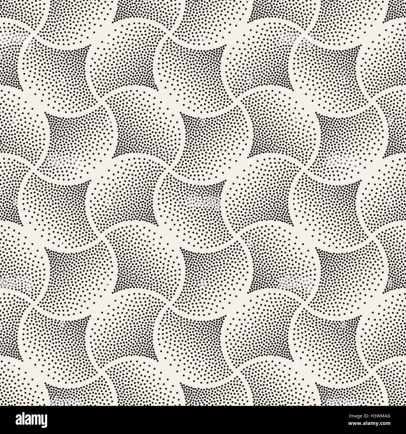 Vector Seamless Black and White Arc Shape Stipple Halftone Pattern ...