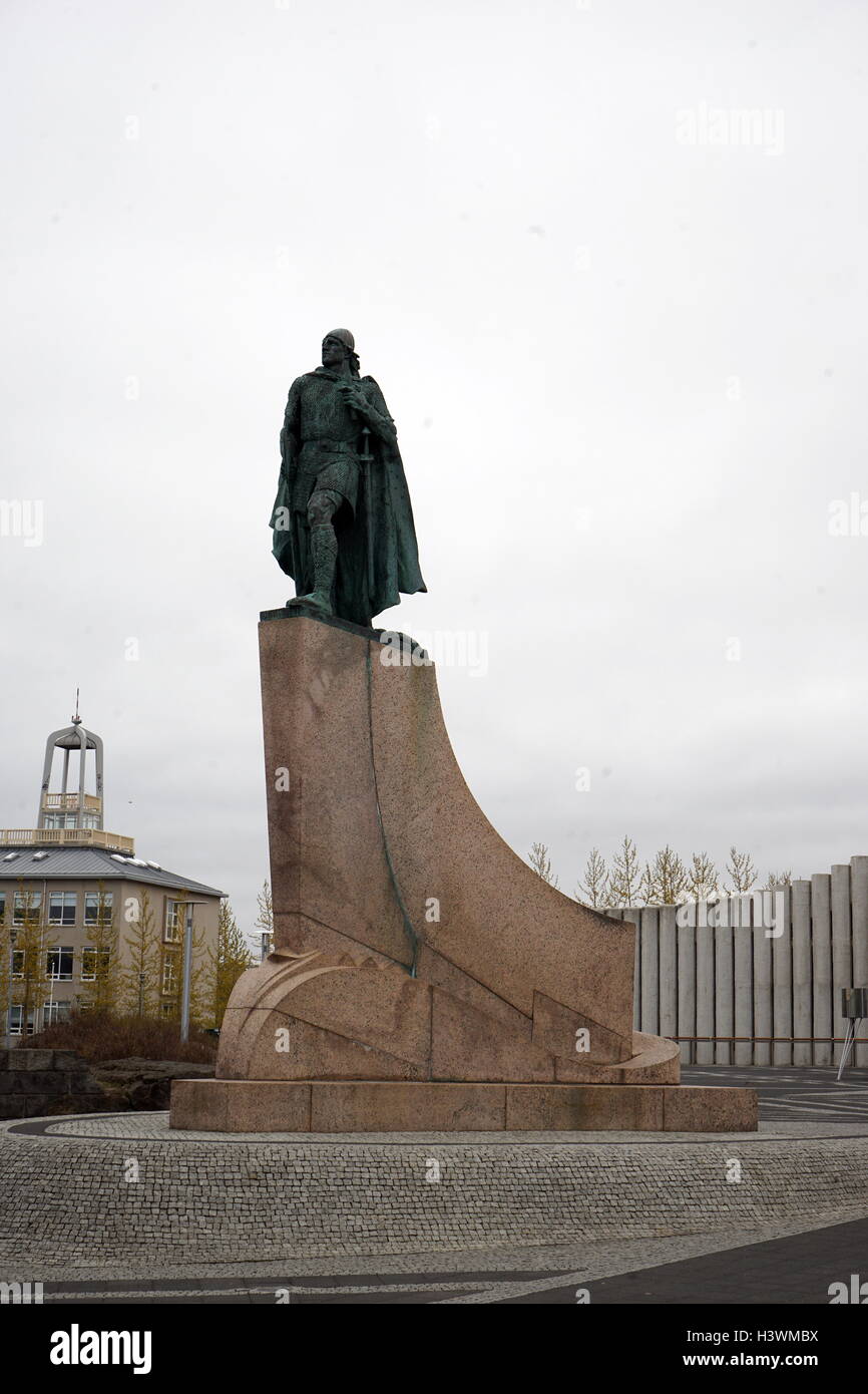 Statue of Leif Erikson (970-1020) an Icelandic explorer who is ...