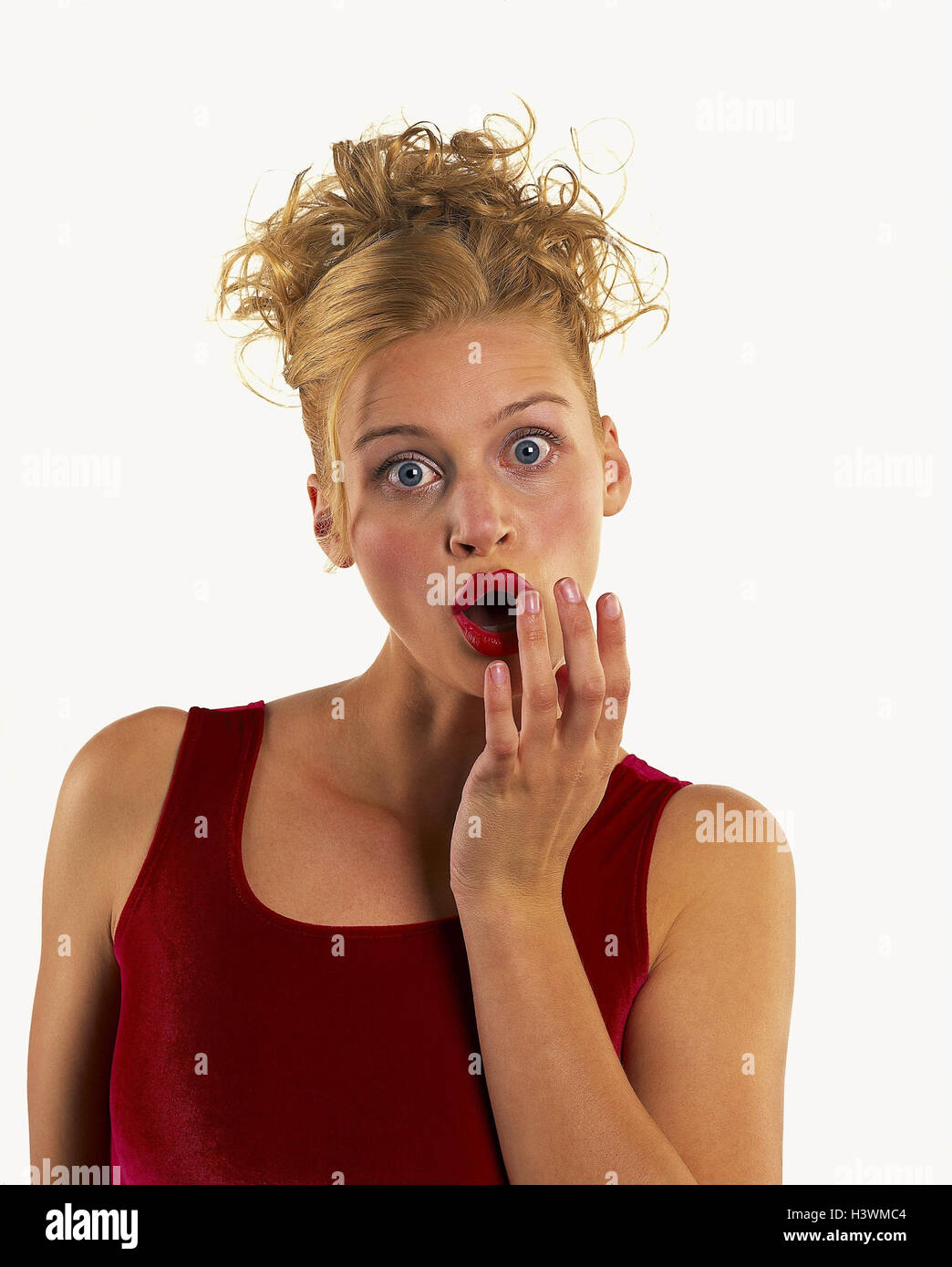 Woman, facial play, is surprised, half portrait, women, astonished ...