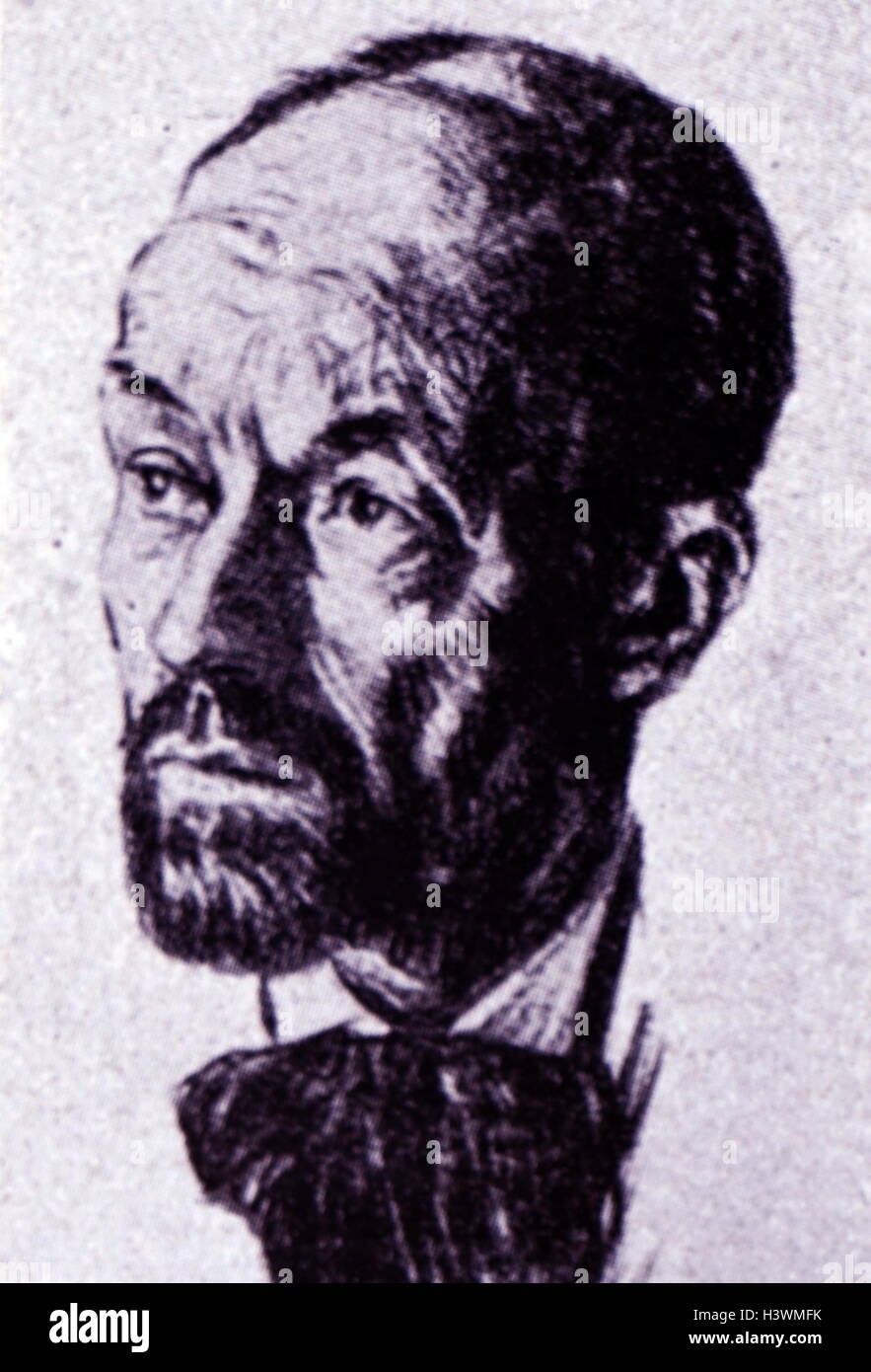 Sketched portrait of Albert Roussel (1869-1937) a French composer ...