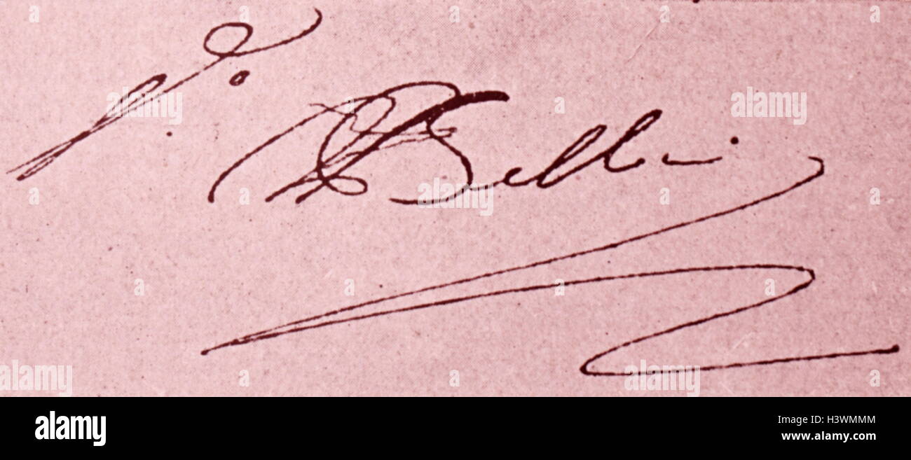 Autograph of Vincenzo Bellini (1801-1835) an Italian opera composer ...
