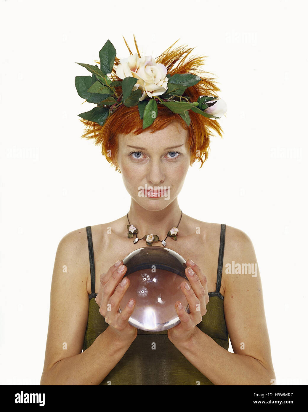 Foreteller, hair ornament, glass ball, half portrait, women, studio ...