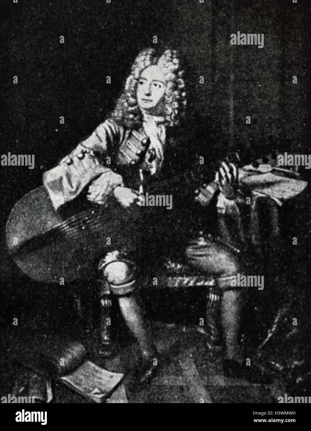 Portrait of Marin Marais (1656-1728) a French composer and viol player ...