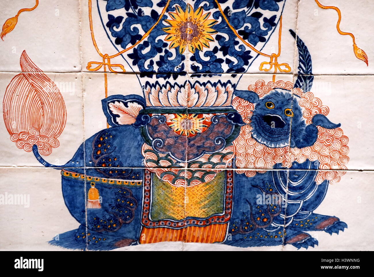 Dutch tile panel with flowering tree. Dated 18th Century Stock Photo ...