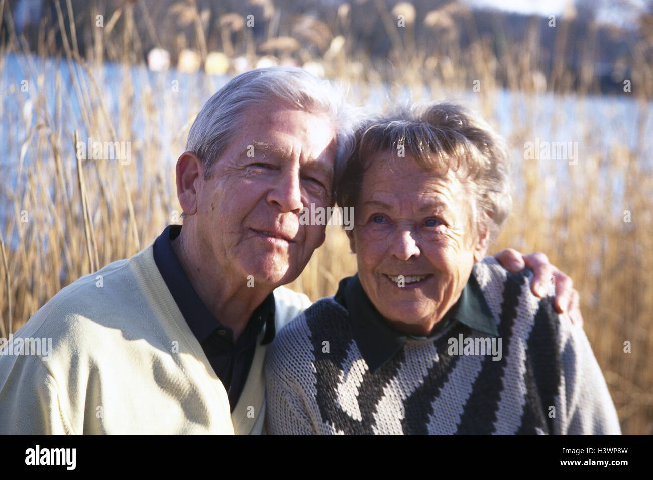 Lakeside, reed, Senior couple, falls in love, portrait, 70-80 years ...