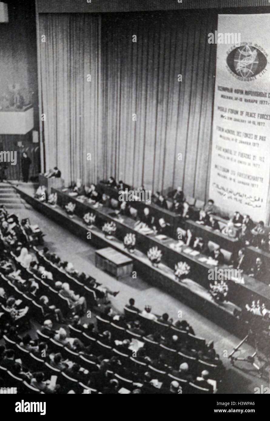 Photograph taken during the World Forum of Peace Forces in Moscow. Also ...