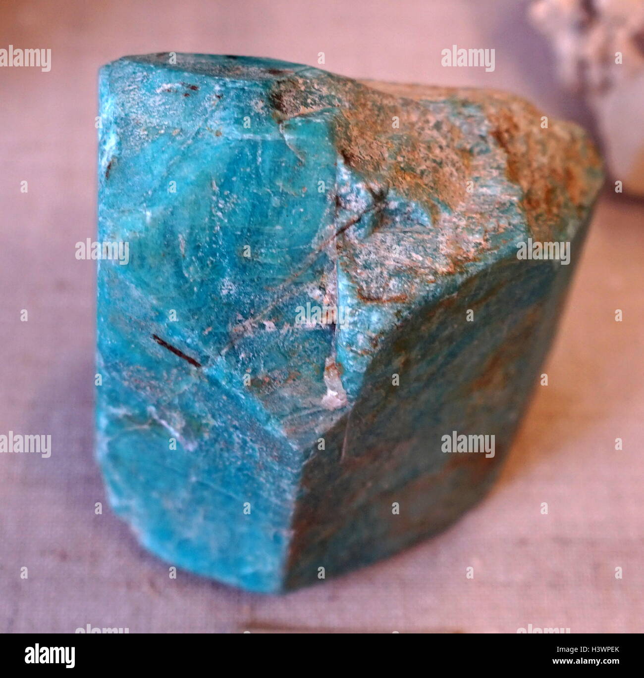 Crystal of Amazonite, is a green variety of microcline feldspar. Found ...