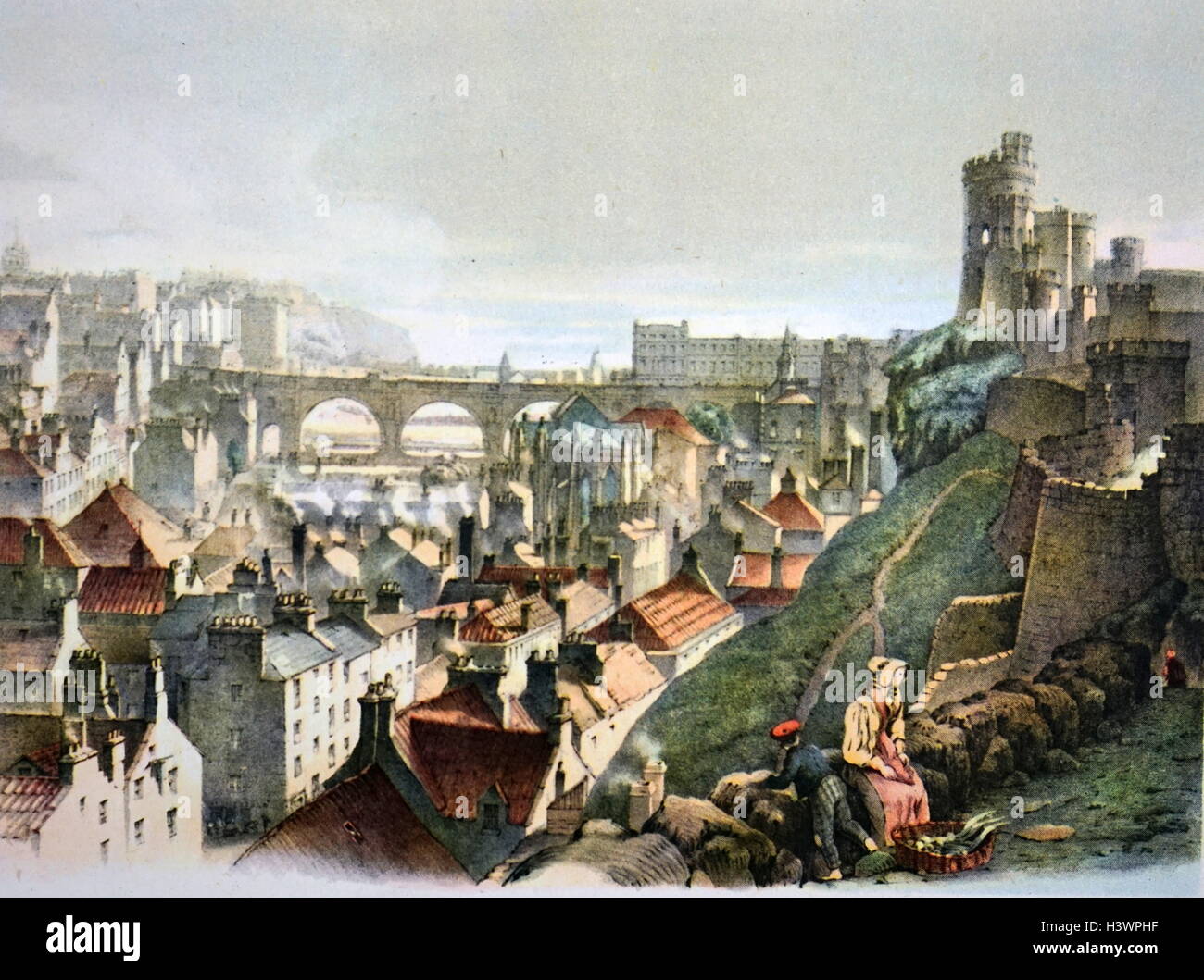 The North Bridge in Edinburgh, Scotland. Dated 19th Century Stock Photo ...