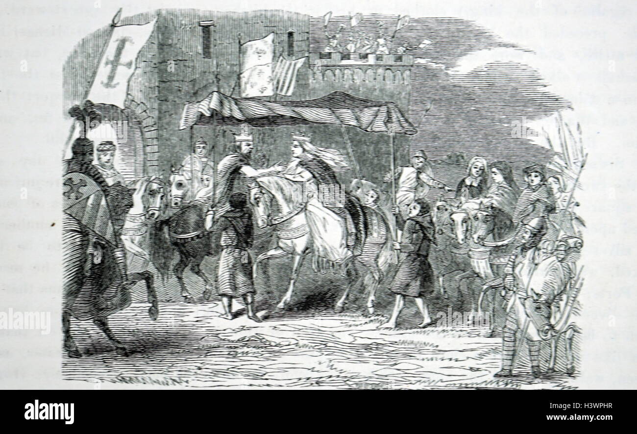 Engraving depicting the meeting of King Henry II of England (1133-1189 ...