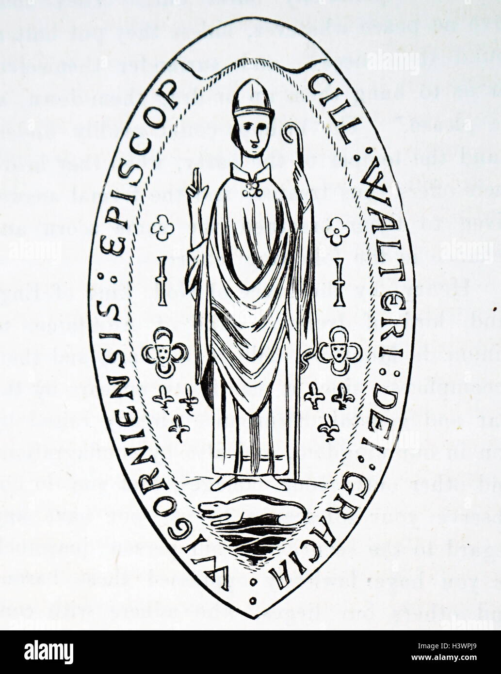 Seal of the Bishop of Worcester, Walter de Gray, an English prelate and ...
