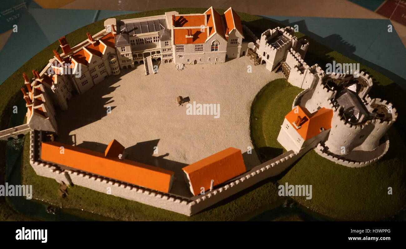 reconstructed model of Dudley Castle, a ruined 12th century, medieval ...
