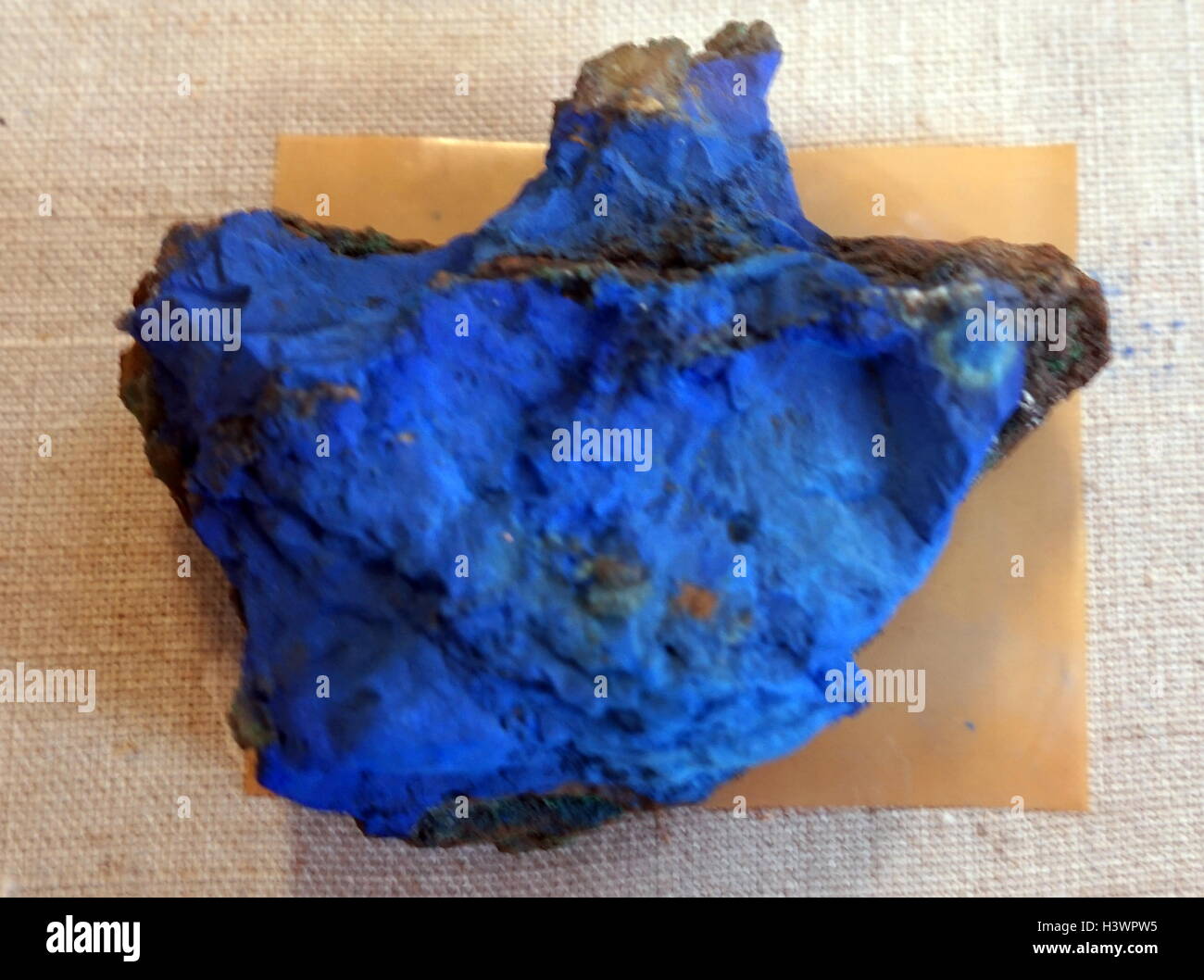 A sample of Azurite, a blue mineral consisting of basic copper ...