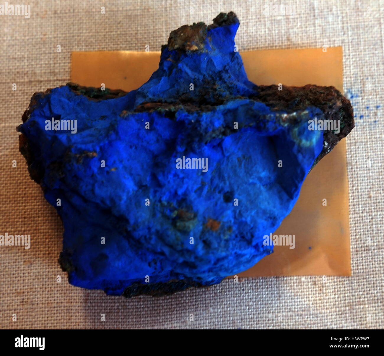 A sample of Azurite, a blue mineral consisting of basic copper ...