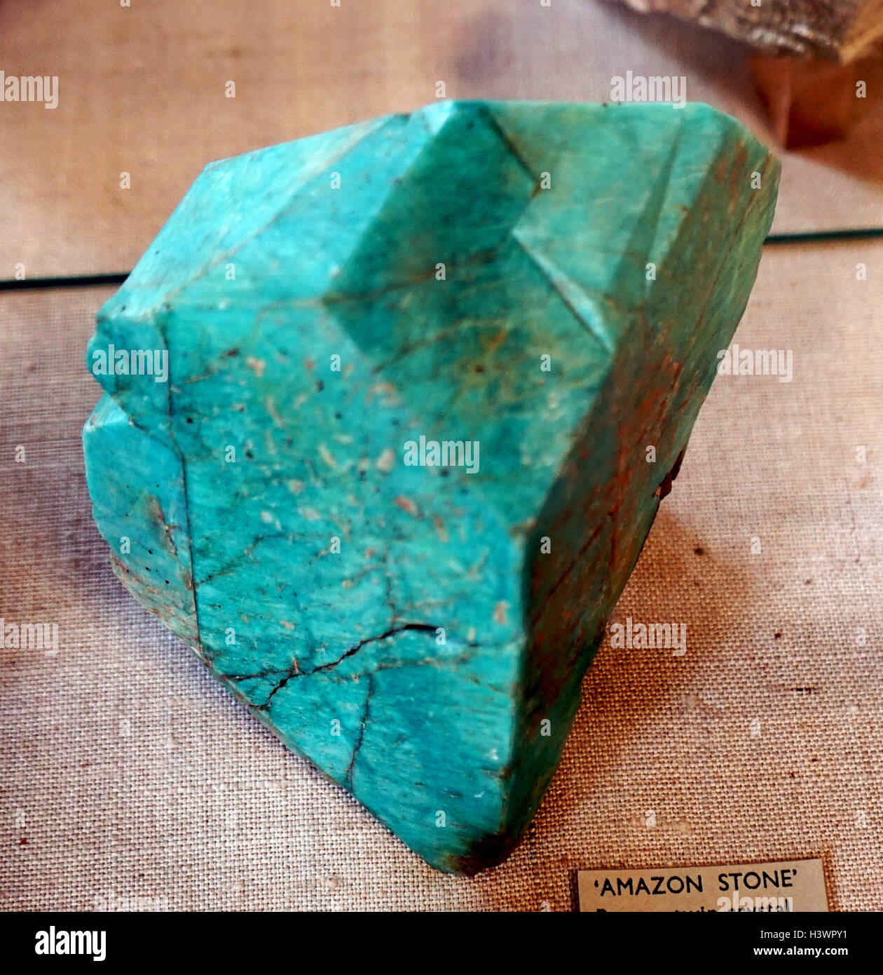 Crystal of Amazonite, is a green variety of microcline feldspar. Found ...