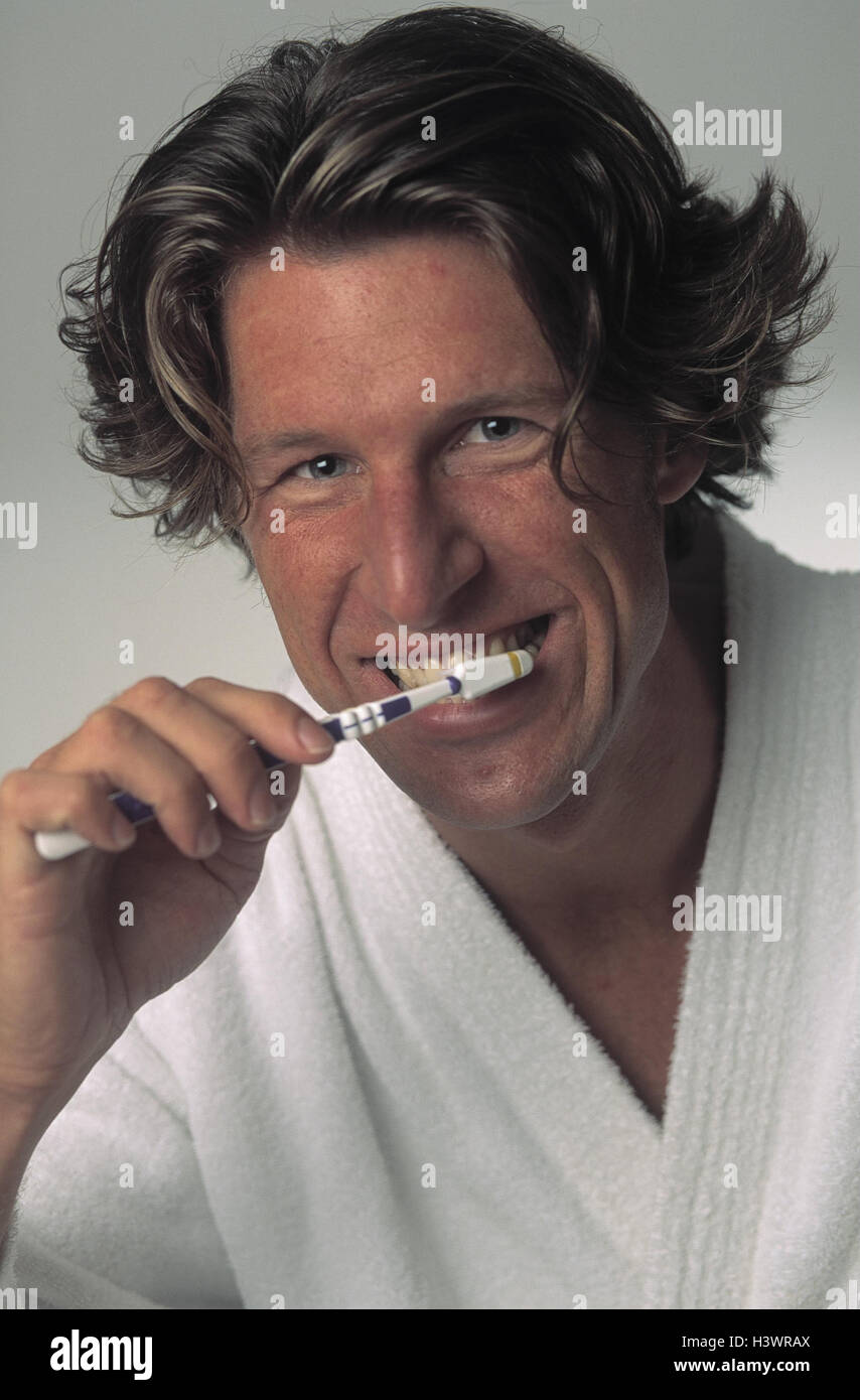 Man, bathrobe, cogs clean, portrait, model released, cosmetics, cog ...