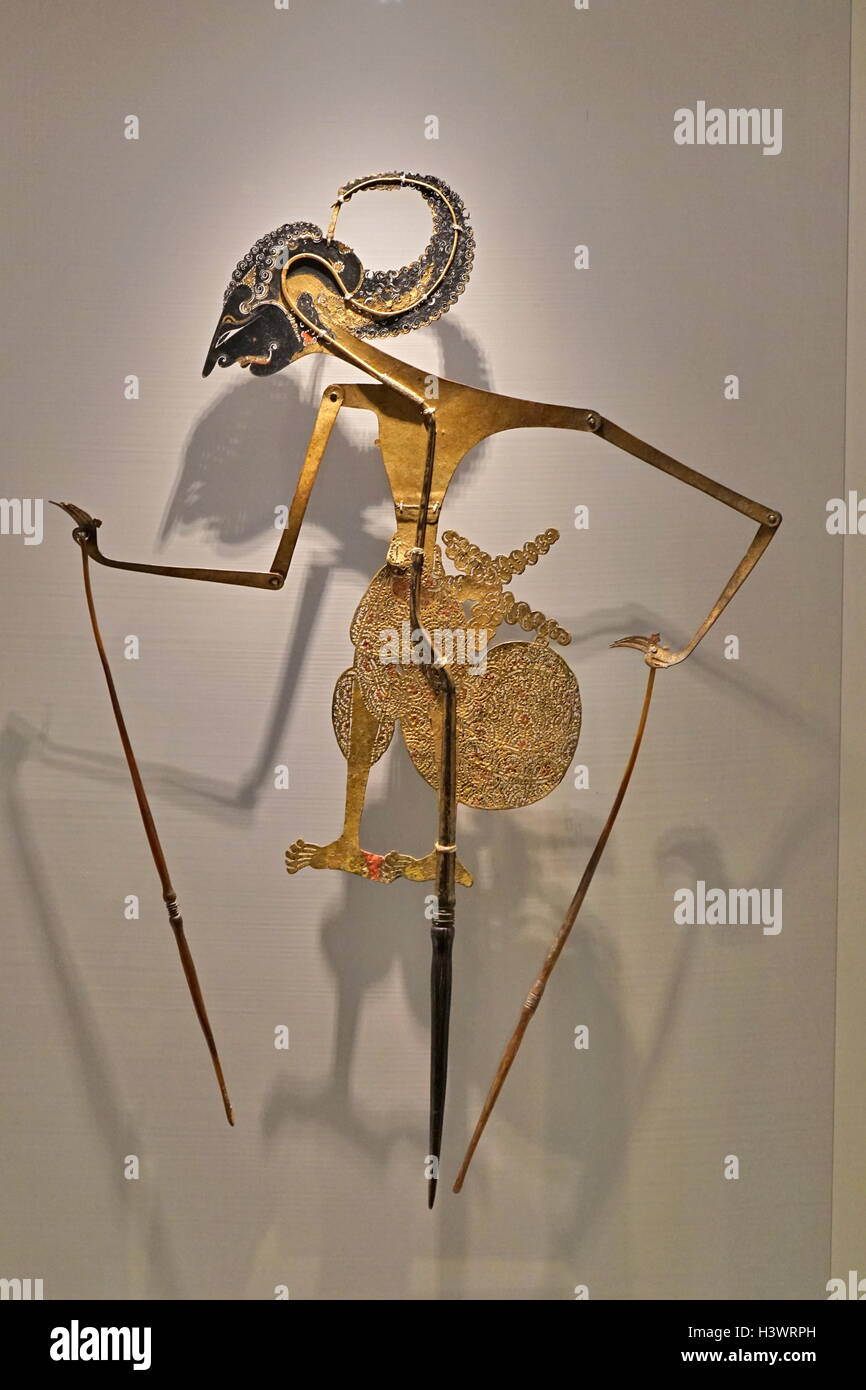 Wayang Kulit, shadow puppet of Arjuna the legendary friend of the Hindu ...