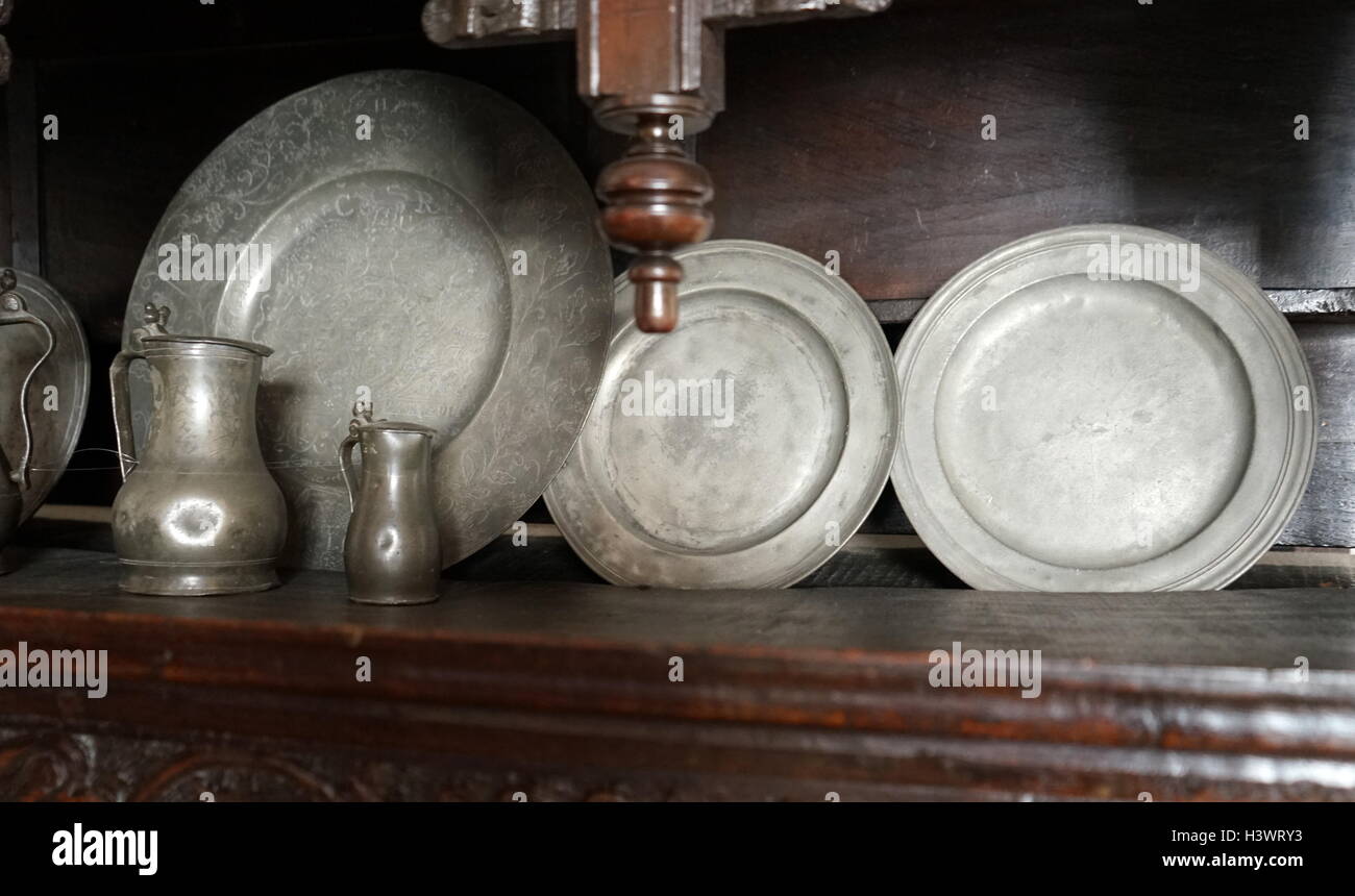 Elizabethan pewter plates. From Blakesley Hall is a Tudor hall on ...