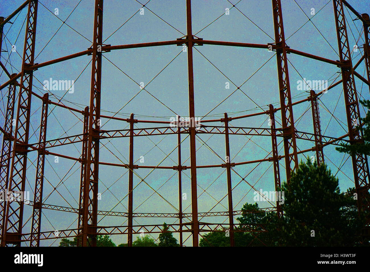 A gas holder. A large container in which natural gas or town gas is ...