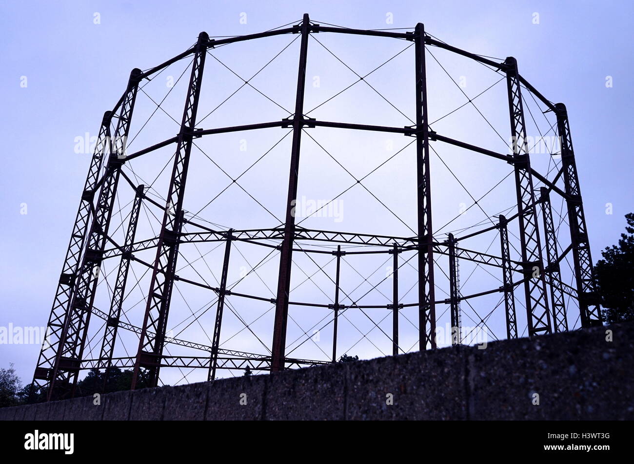 A gas holder. A large container in which natural gas or town gas is ...