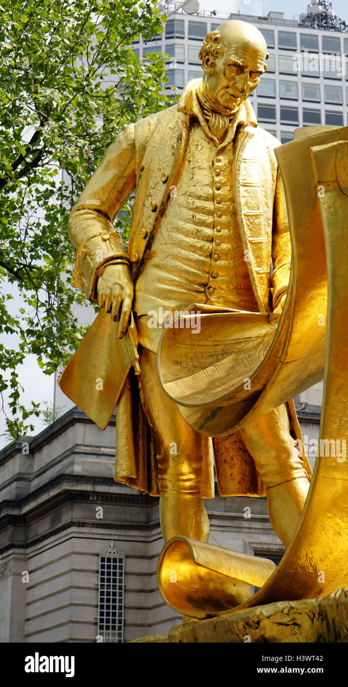 Gold statue titled 'Boulton, Murdoch and Watt' by William Bloye (1890 ...
