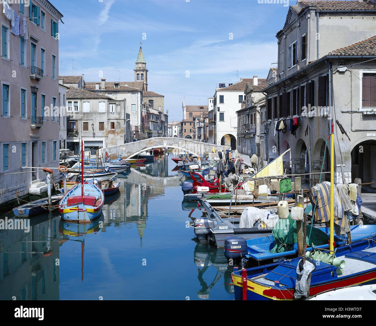 Italy, Veneto, Chioggia, local view, Canale della vein, fishing harbour ...
