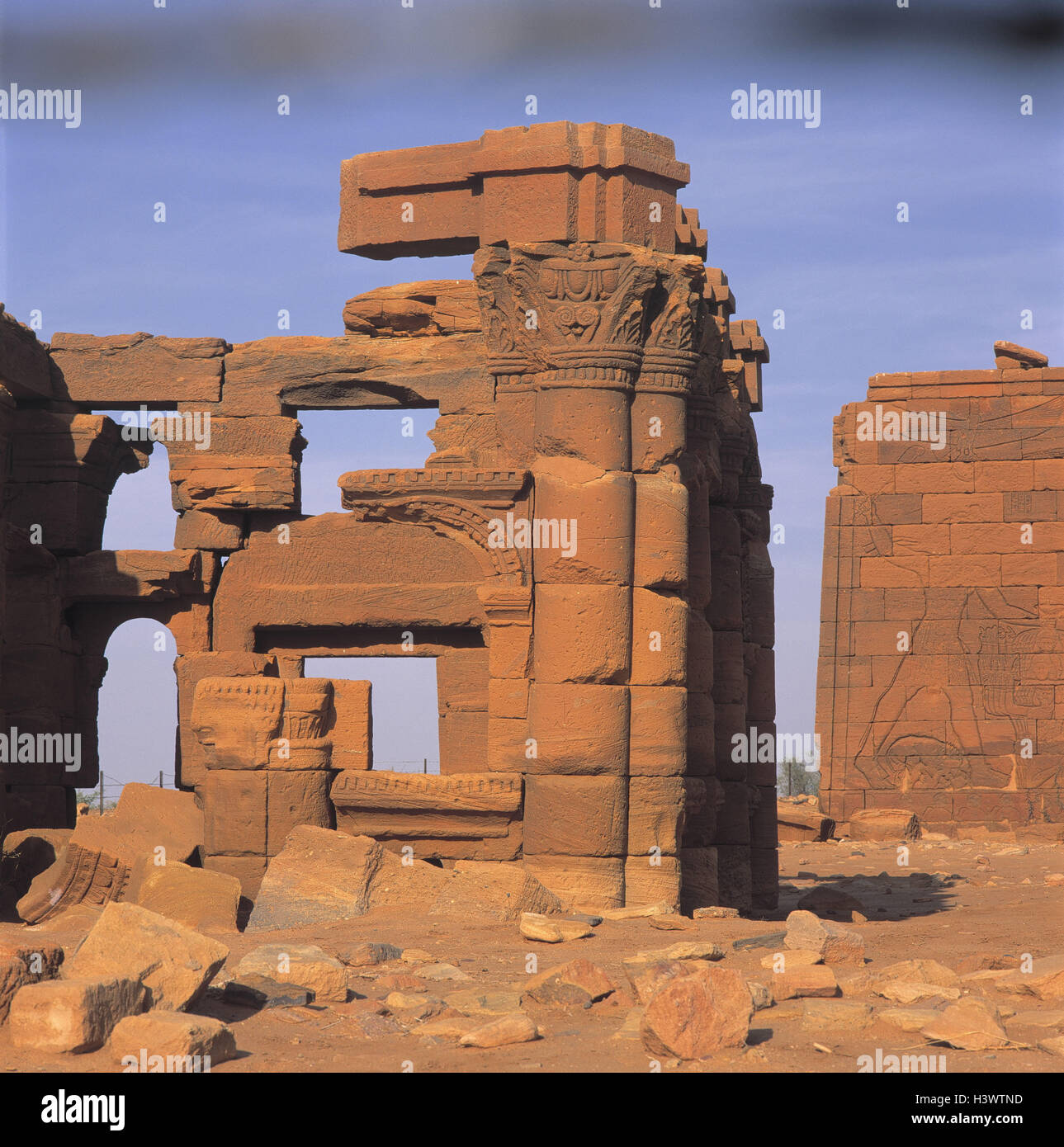 Sudan, Naqa, Roman kiosk, Apedemak temple, detail, Africa, excavation ...