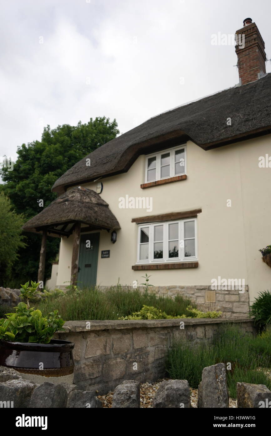 Exterior of Jude's Cottage, a 16th Century thatched cottage, in ...
